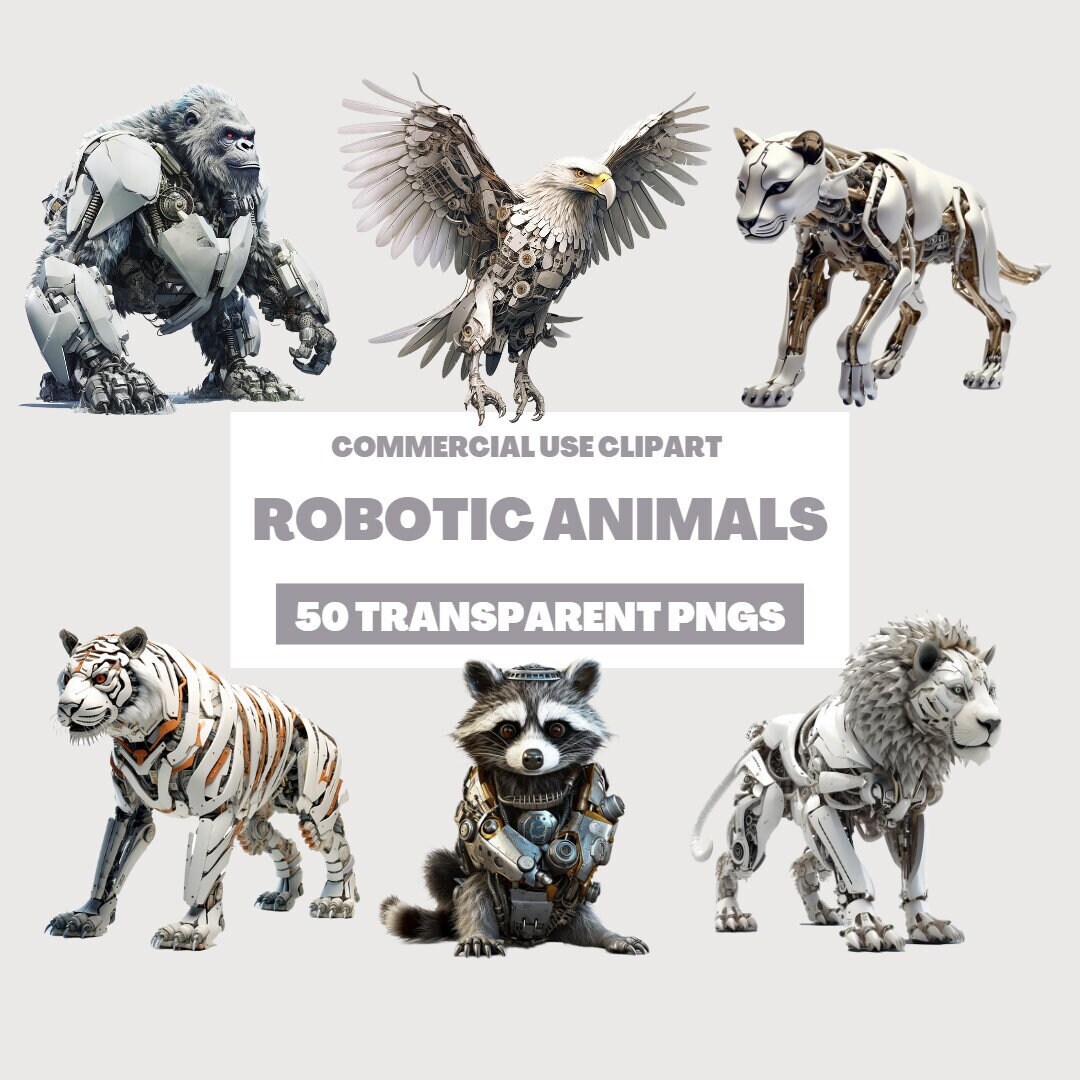 Robotic Animals Clipart Bundle Clipart for Commercial Use - Etsy