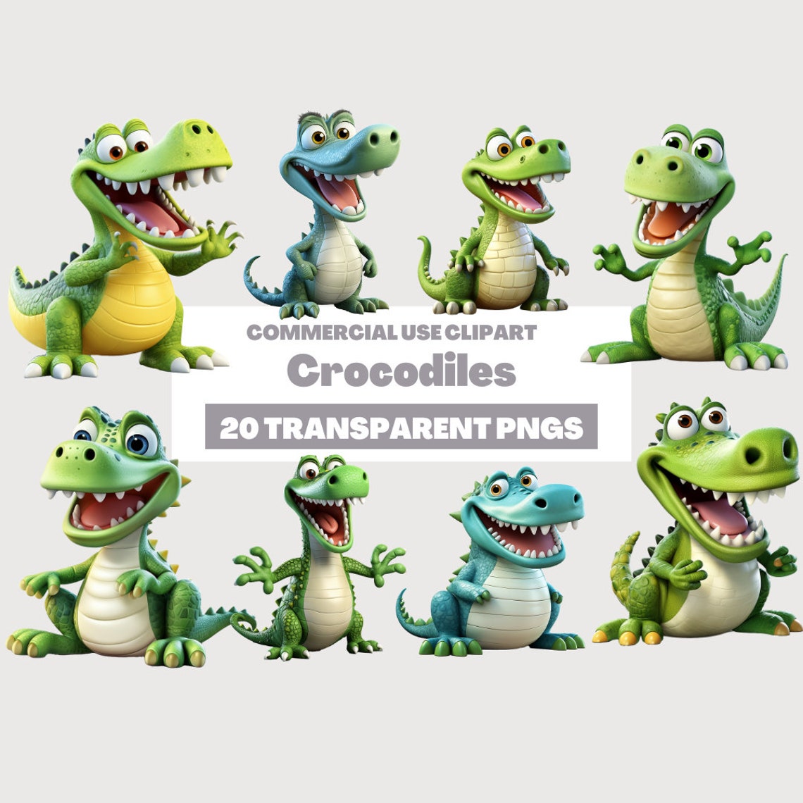 Crocodiles Clipart Cute Cartoon Clipart, Crocodiles Clipart Set ...
