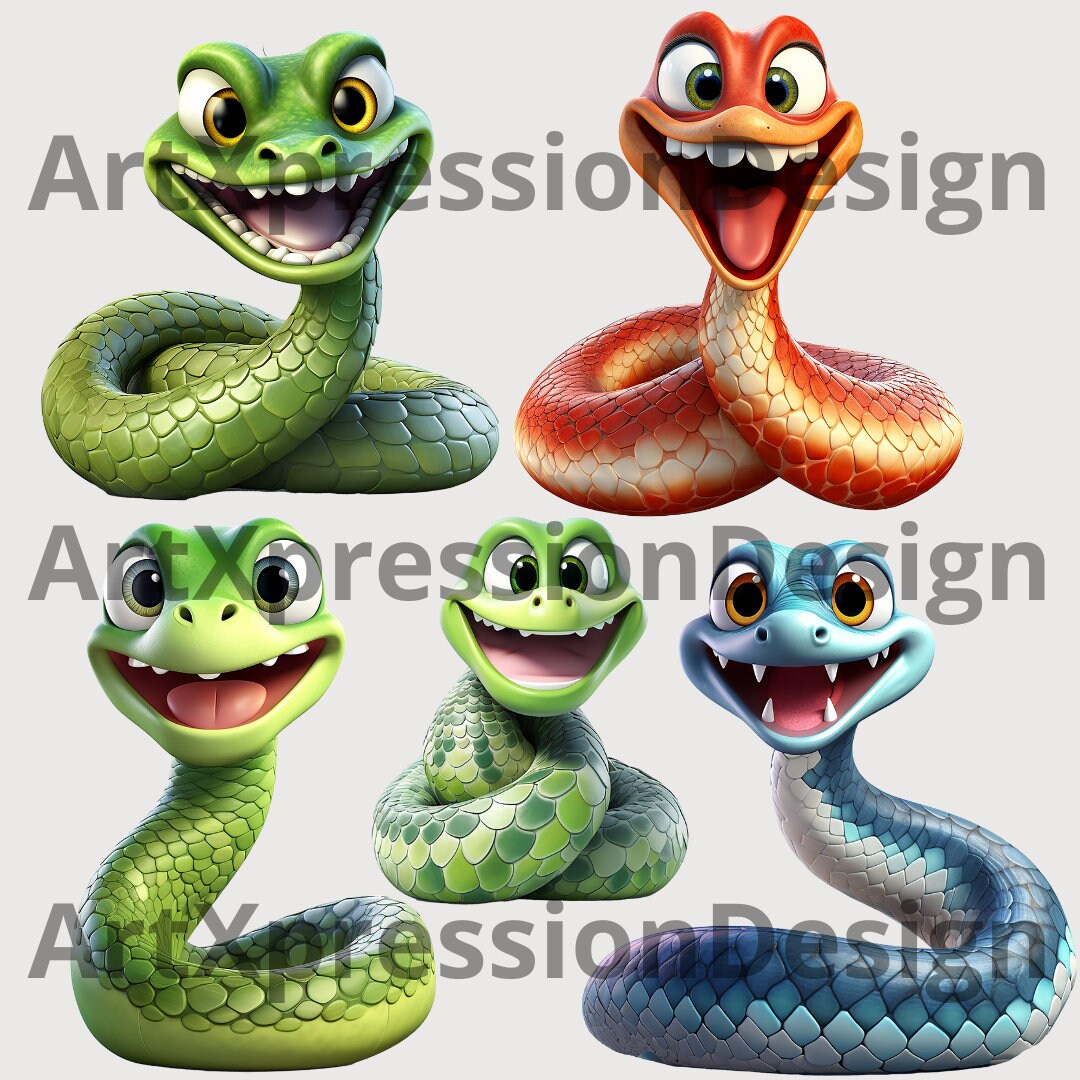 Snakes Clipart - Cute Cartoon Clipart, Snakes Clipart Set, Snakes ...
