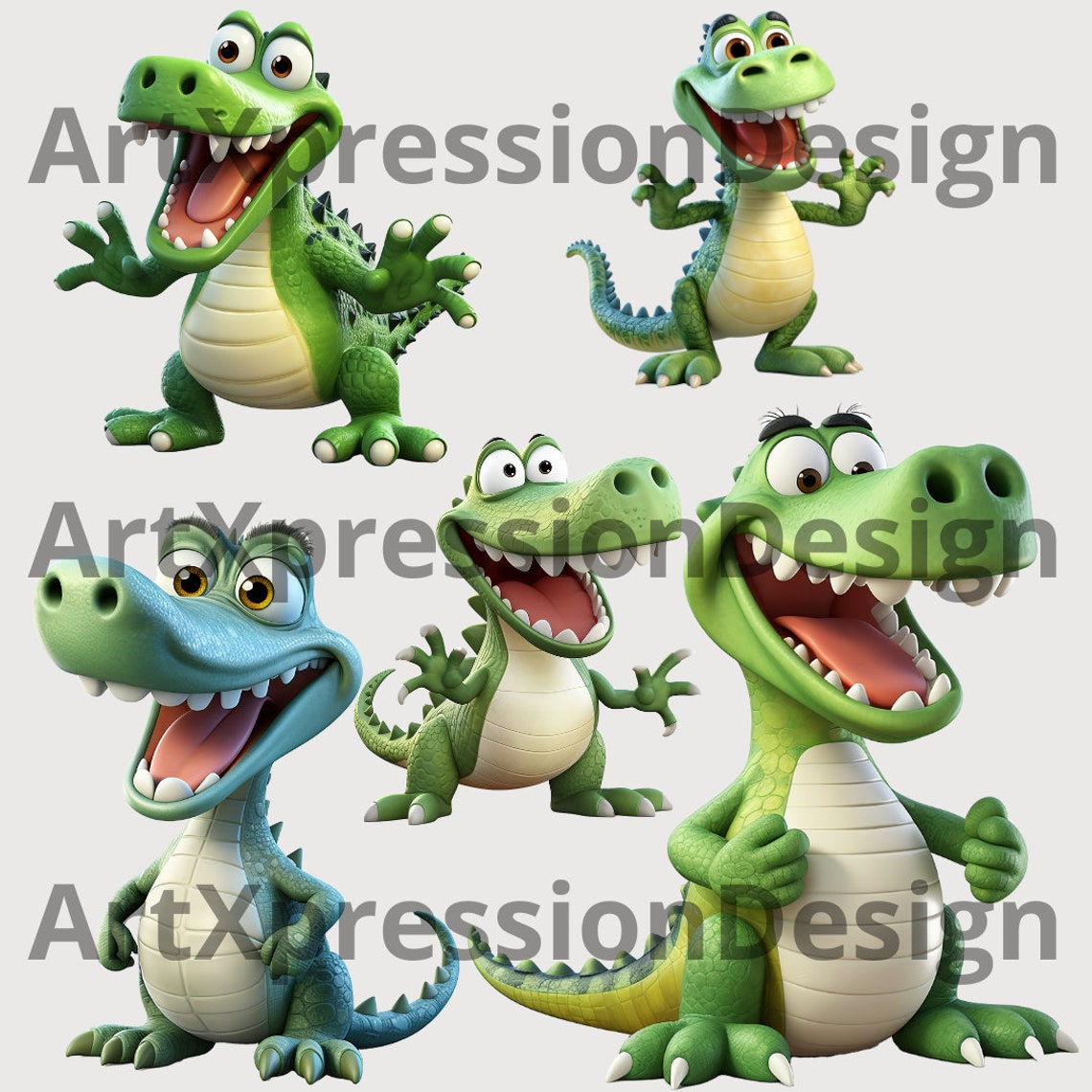 Crocodiles Clipart Cute Cartoon Clipart, Crocodiles Clipart Set ...