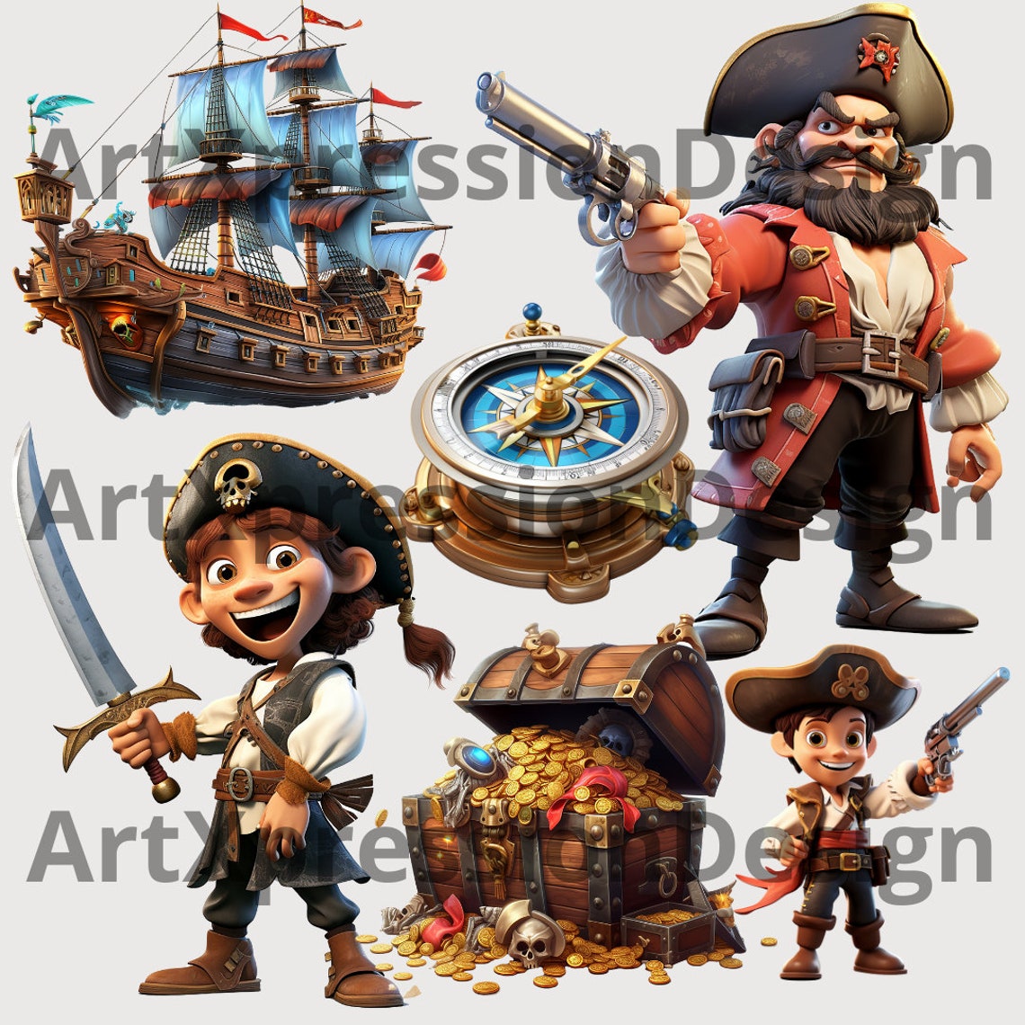 Pirate Clipart, Clipart for Commercial Use, Transparent Pngs, Pirate ...