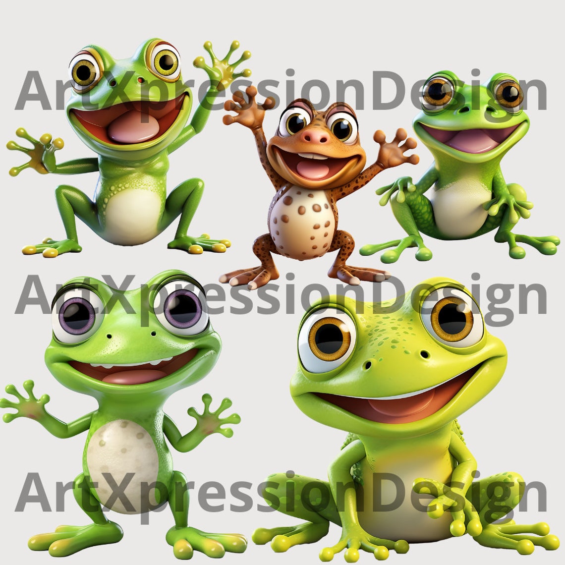 Frogs Clipart - Cute Cartoon Clipart, Frogs Clipart Set, Frogs ...