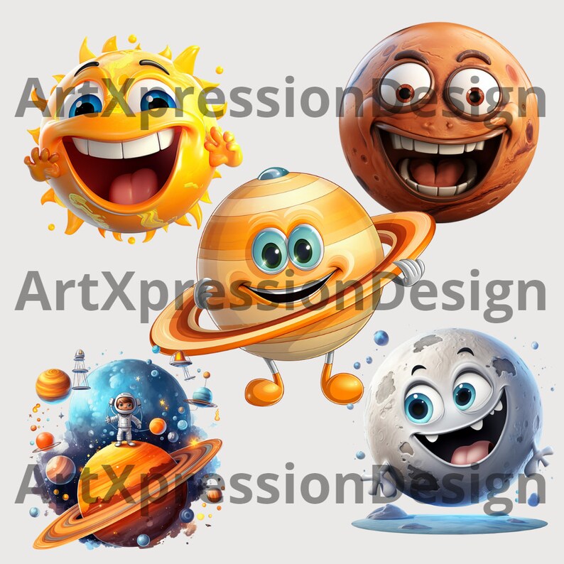 Cute Aliens Clipart Bundle, PNG Files With Transparent Backgrounds ...
