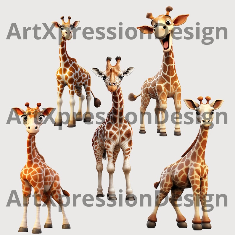 Giraffes Clipart Cute Cartoon Clipart Giraffes Clipart Set - Etsy