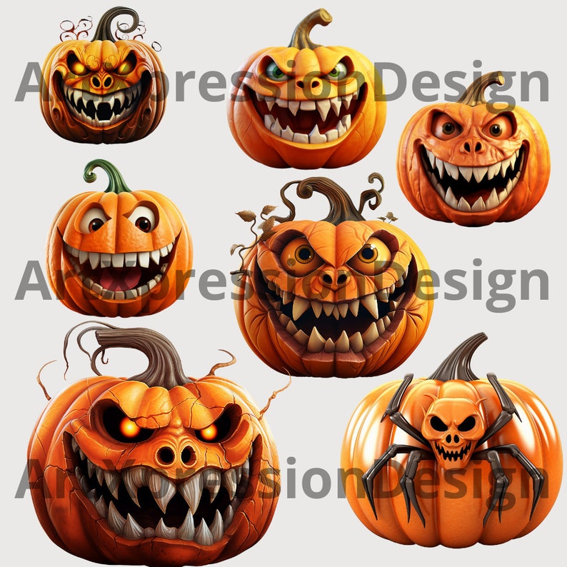 Cute Halloween Pumpkins Clipart Pumpkin Clipart Halloween - Etsy