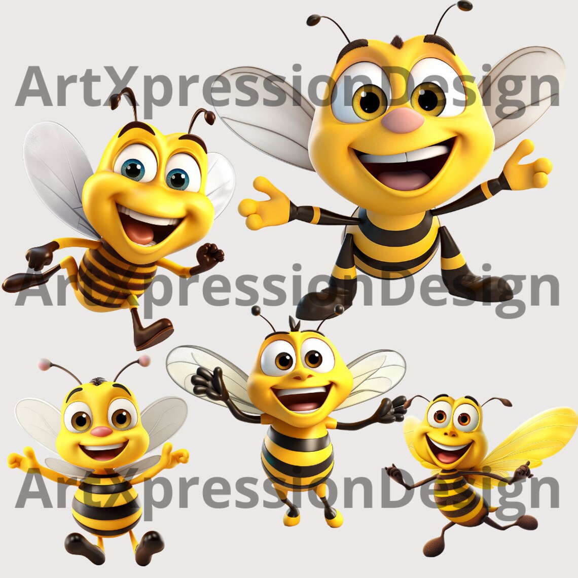 Bees Clipart Cute Cartoon Clipart, Bees Clipart Set, Bees Instant ...