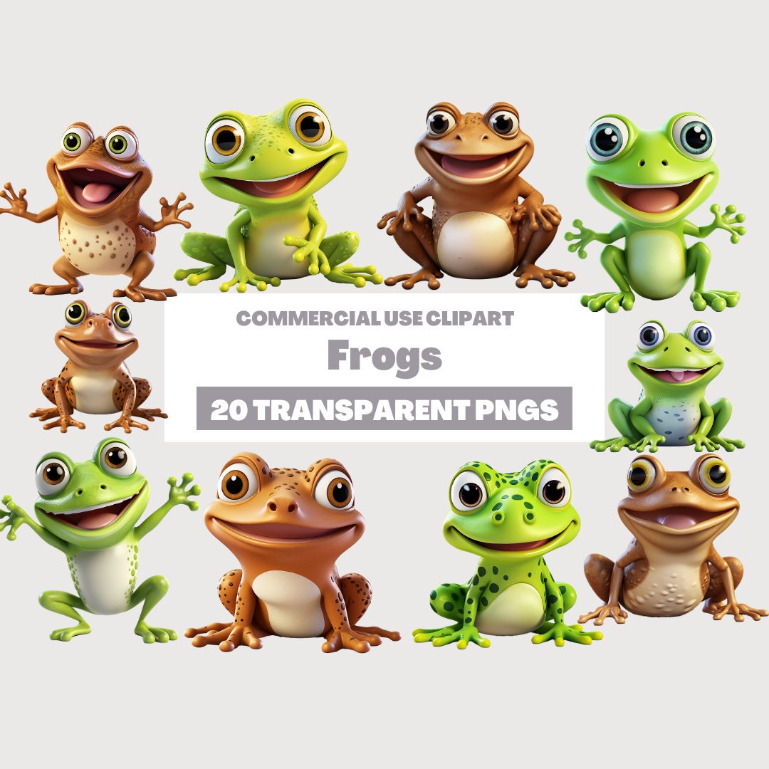 Frogs Clipart - Cute Cartoon Clipart, Frogs Clipart Set, Frogs ...