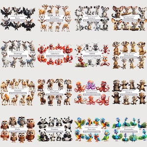 Animals Megapack Clipart Cute Cartoon Clipart, Mega Bundle, Animals Set ...