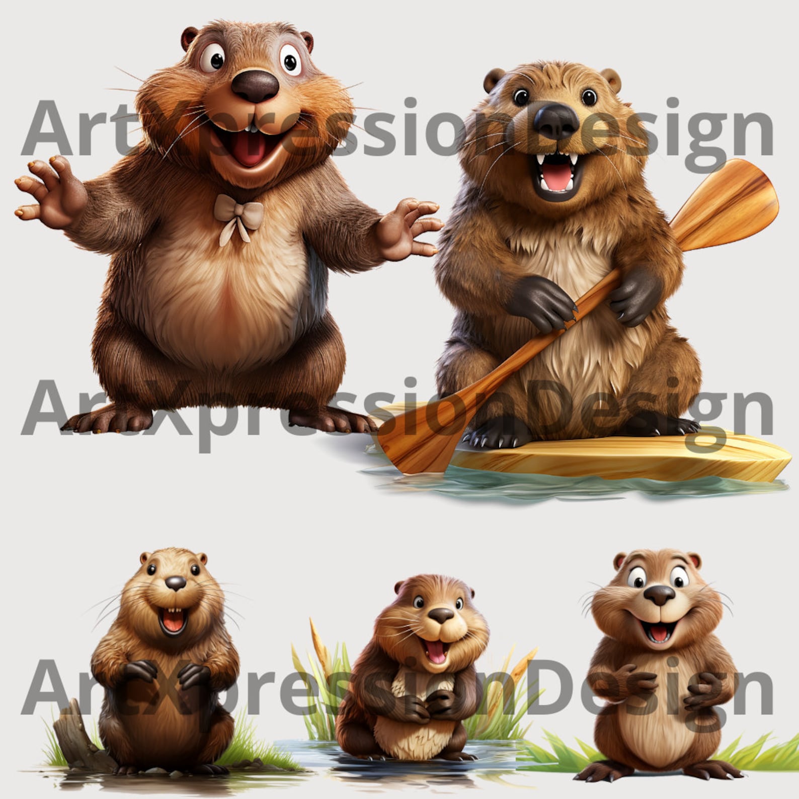 Beavers Clipart Cute Cartoon Clipart, Beavers Clipart Set, Beavers ...