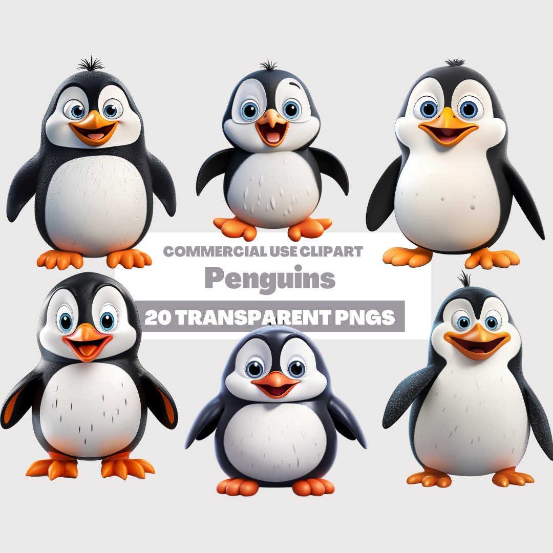Penguins Clipart - Cute Cartoon Clipart, Penguins Clipart Set, Penguins ...