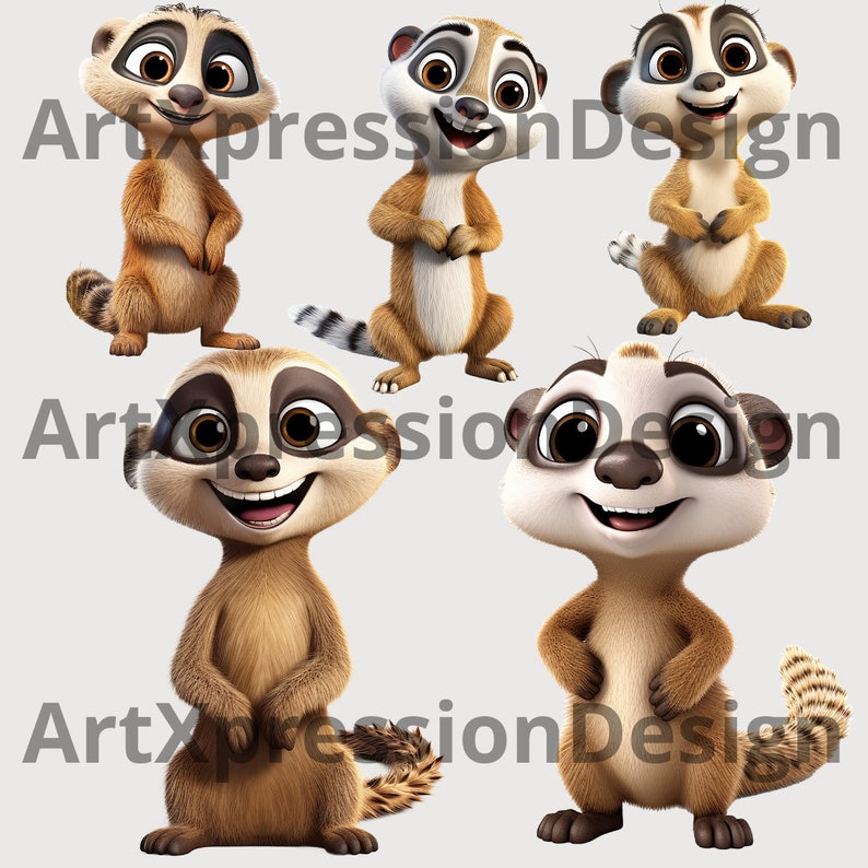 Meerkats Clipart Cute Cartoon Clipart, Meerkats Clipart Set, Meerkats ...