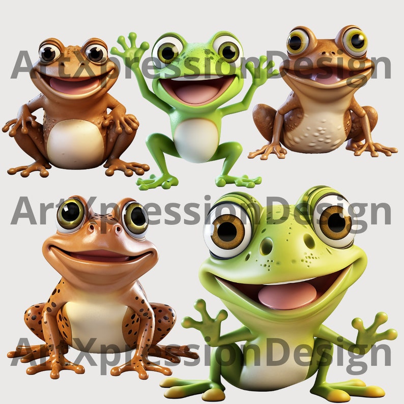 Frogs Clipart - Cute Cartoon Clipart, Frogs Clipart Set, Frogs ...