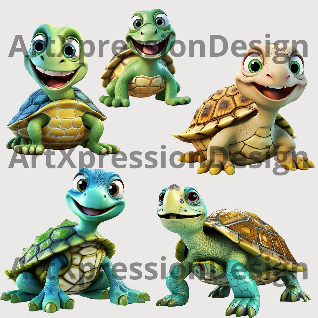 Sea Turtle Clipart - Cute Cartoon Clipart, Turtle Clipart Set, Turtle ...