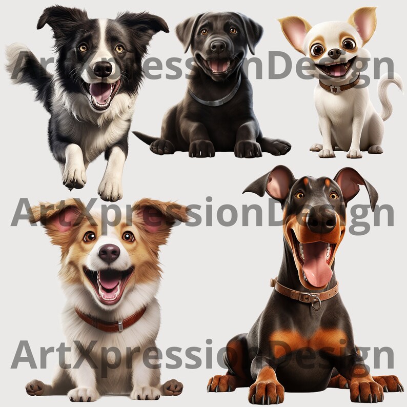 Dogs Clipart - Cute Cartoon Clipart, Dogs Clipart Set, Dogs - Instant ...