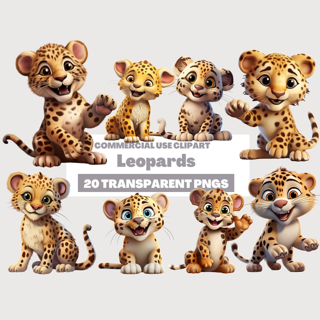 Leopards Clipart - Cute Cartoon Clipart, Leopards Clipart Set, Leopards ...