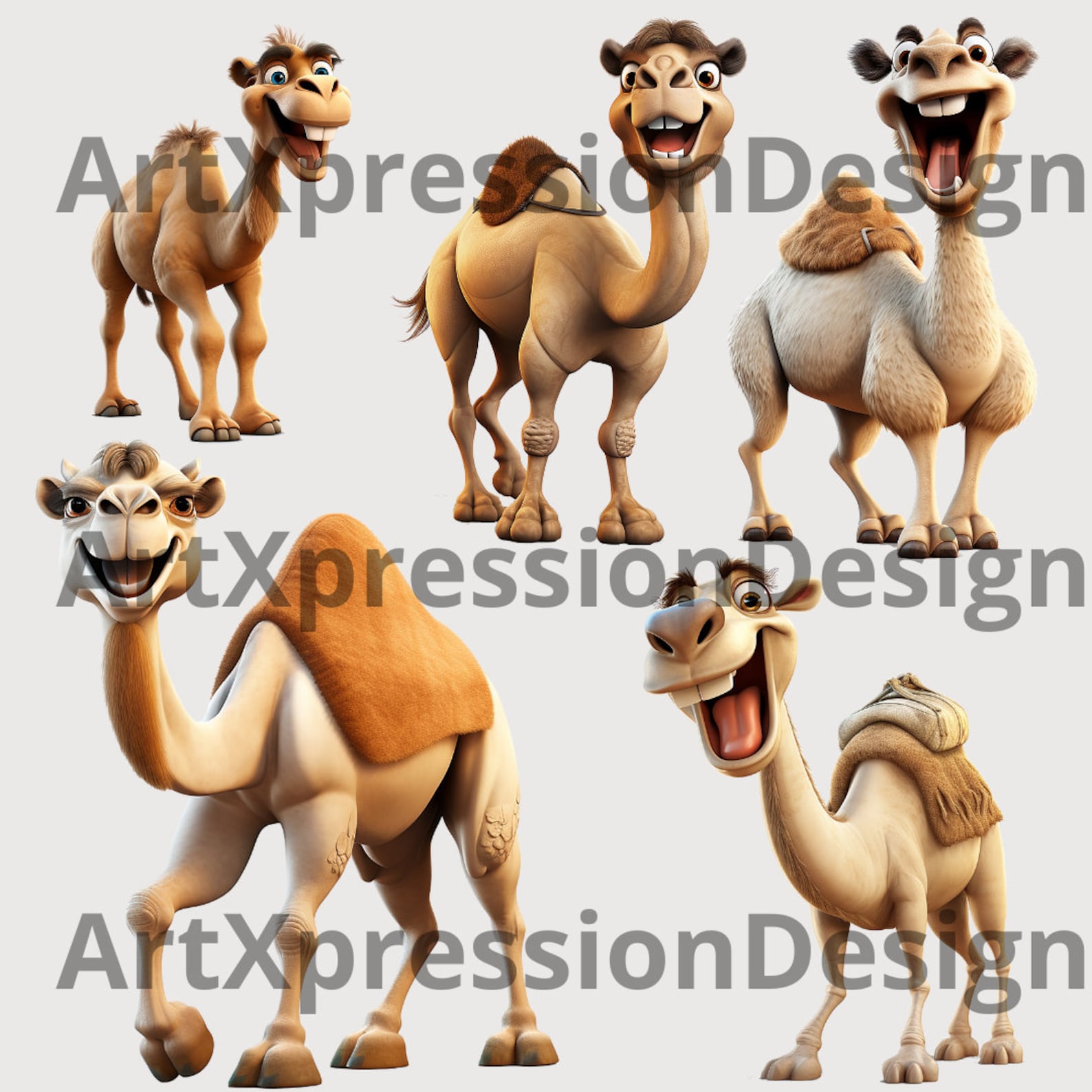 Camels Clipart Cute Cartoon Clipart, Camels Clipart Set, Camels Instant ...