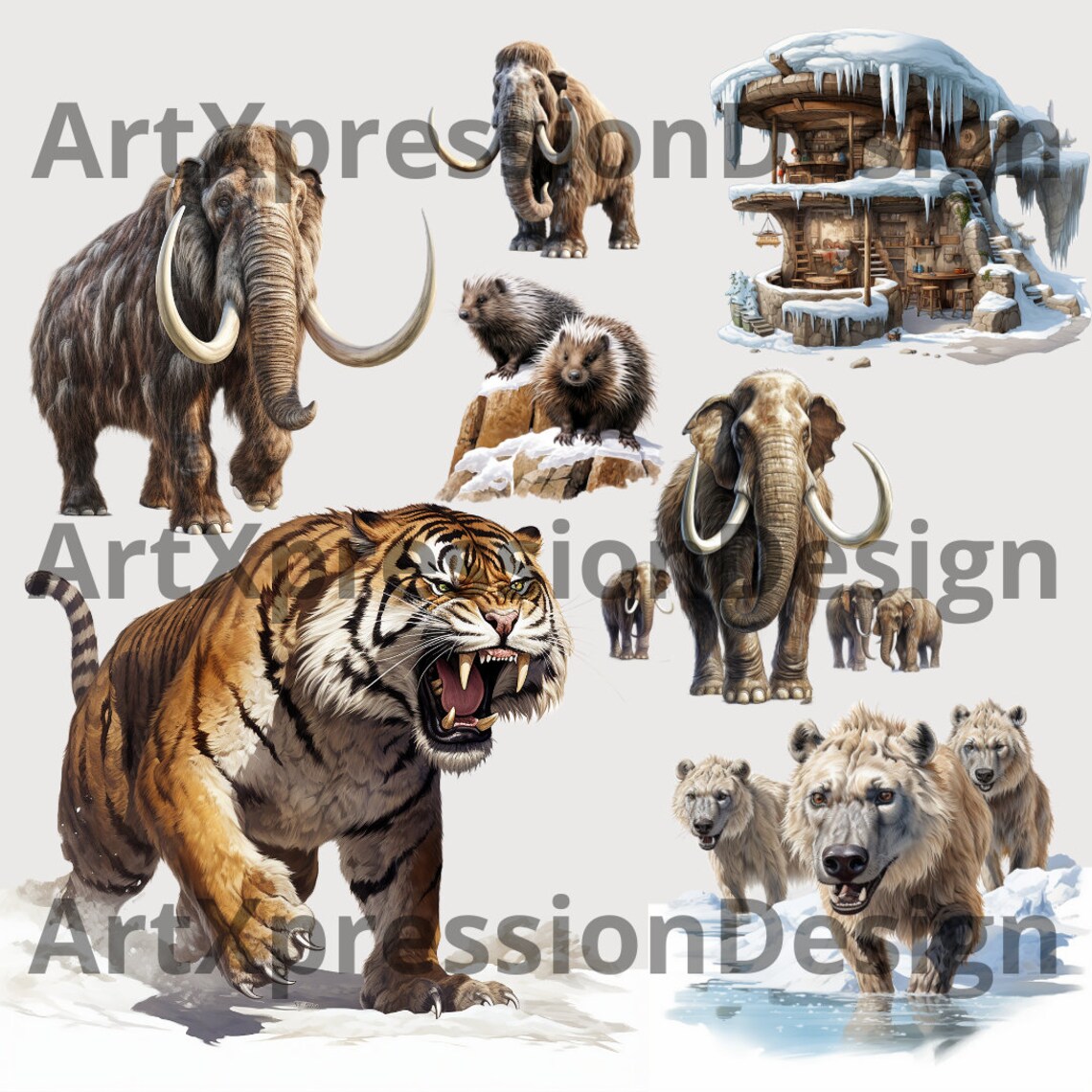 Ice Age Clipart, 60 Unique Ice Age Pngs, Clipart Bundle, Clipart for ...