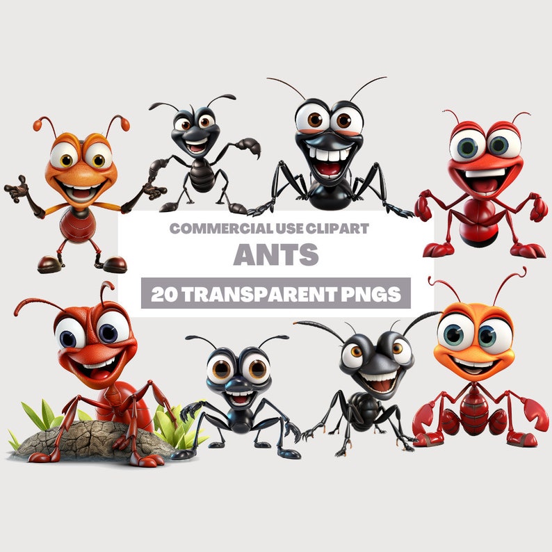 Ants Clipart - Cute Cartoon Clipart, Ants Clipart Set, Ants - Instant ...