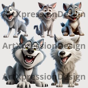 Wolf Clipart Cute Cartoon Clipart, Wolves Clipart Set, Wolves Instant ...