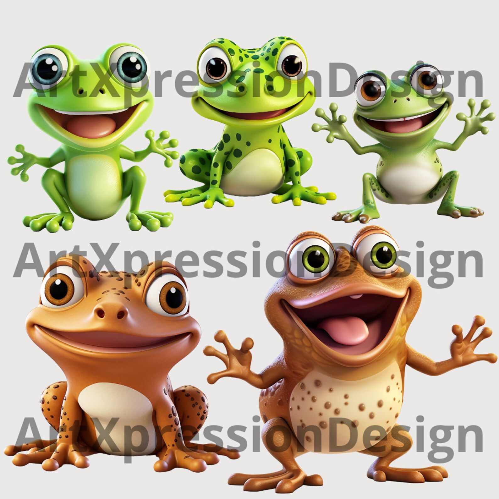 Frogs Clipart - Cute Cartoon Clipart, Frogs Clipart Set, Frogs ...