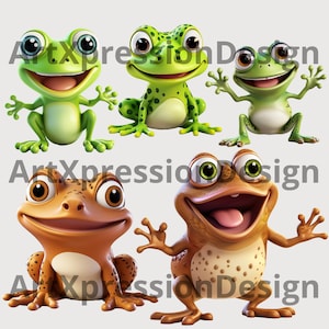 Frogs Clipart - Cute Cartoon Clipart, Frogs Clipart Set, Frogs ...