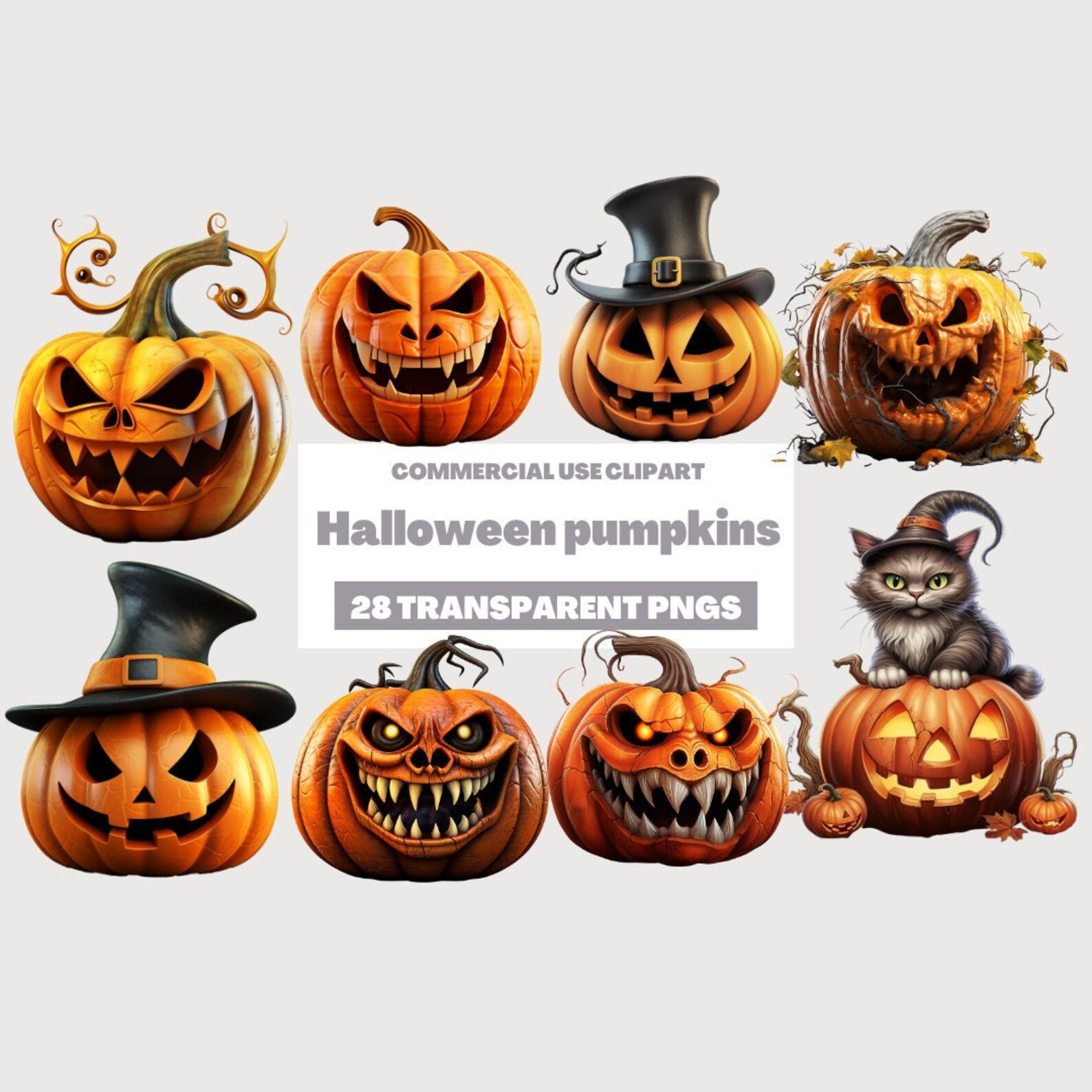 Cute Halloween Pumpkins Clipart Pumpkin Clipart Halloween - Etsy