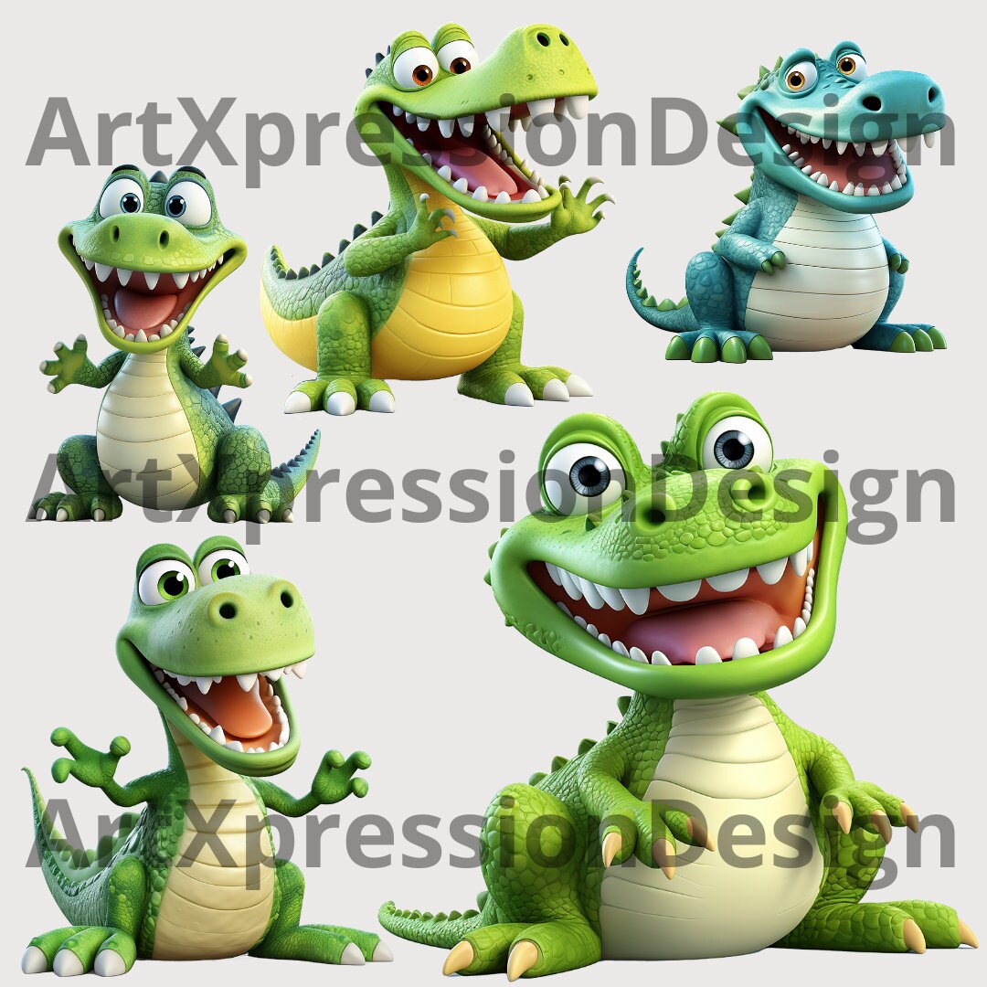 Crocodiles Clipart Cute Cartoon Clipart, Crocodiles Clipart Set ...