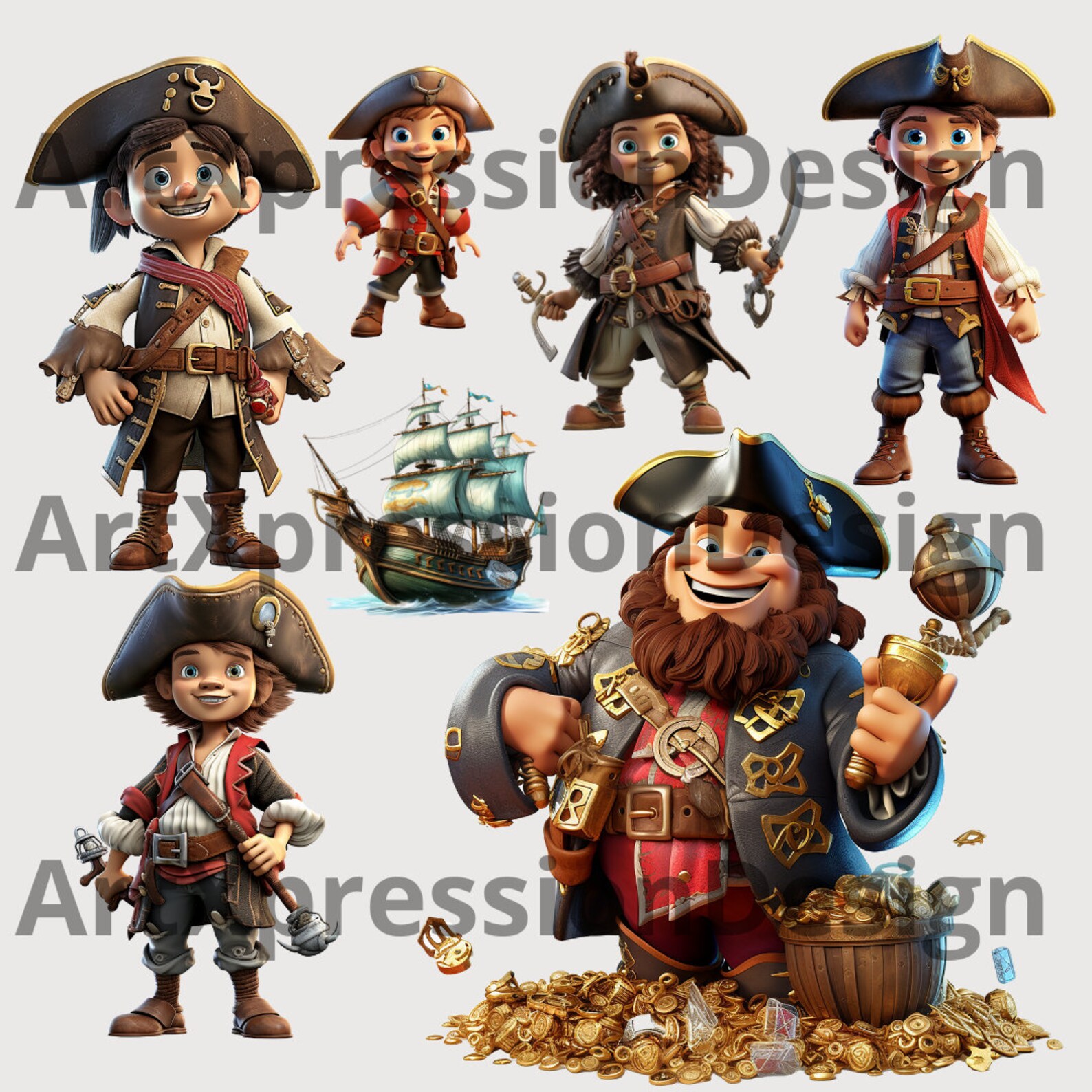 Pirate Clipart, Clipart for Commercial Use, Transparent Pngs, Pirate ...