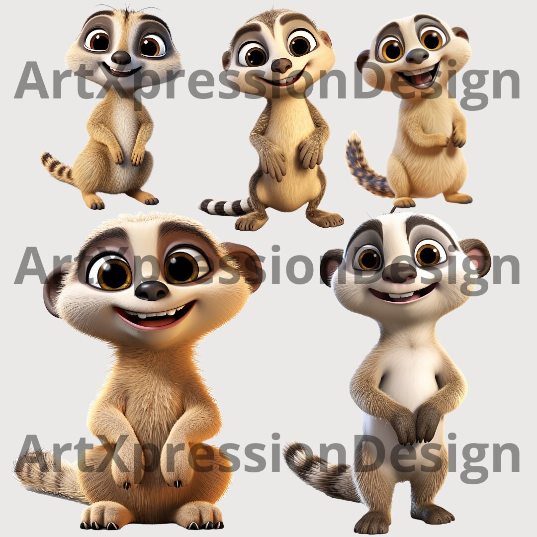 Meerkats Clipart Cute Cartoon Clipart, Meerkats Clipart Set, Meerkats ...
