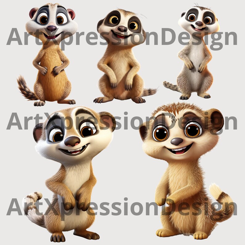 Meerkats Clipart Cute Cartoon Clipart, Meerkats Clipart Set, Meerkats ...