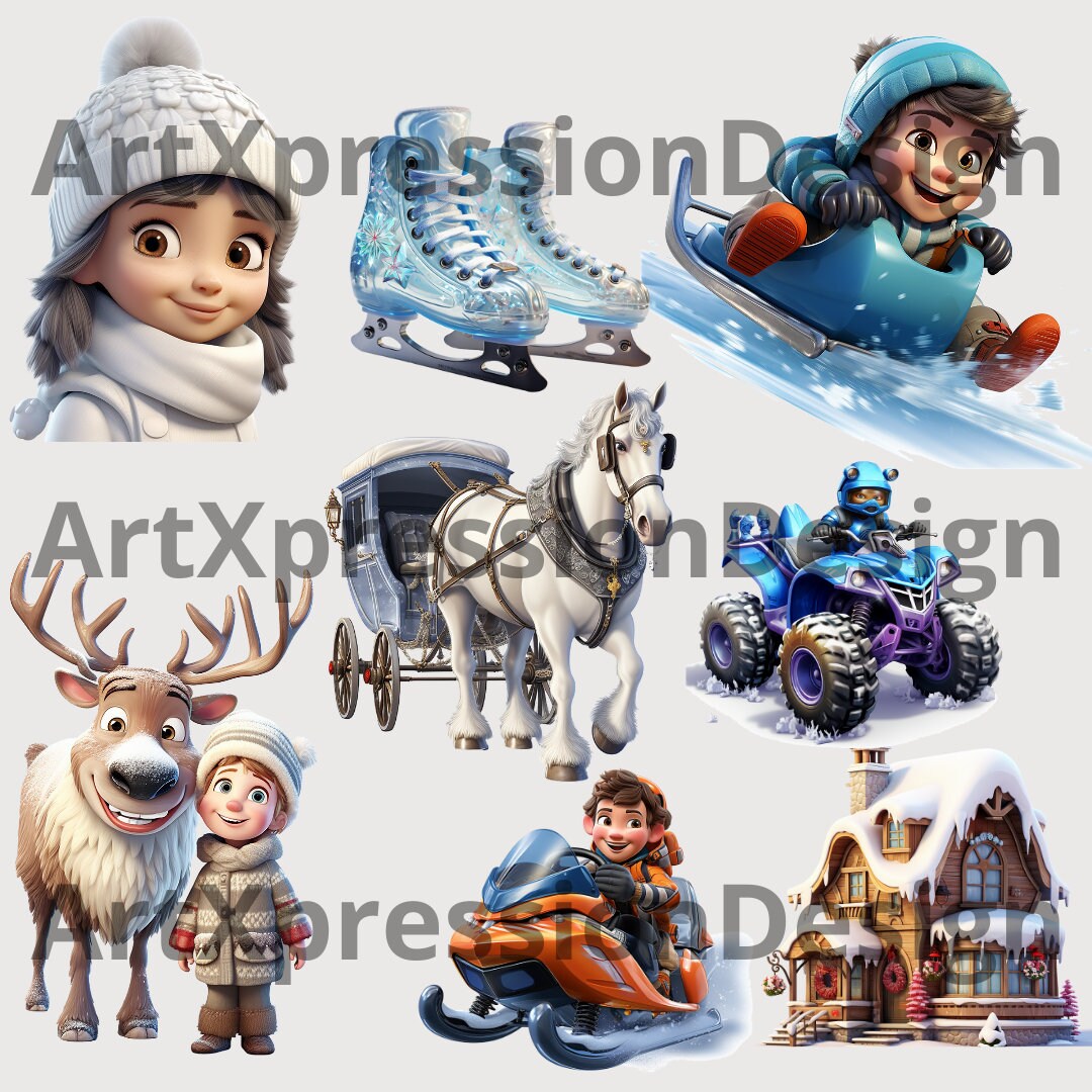 Winter Clipart Cute Cartoon Clipart, Winter Clipart Set, Winter Instant ...