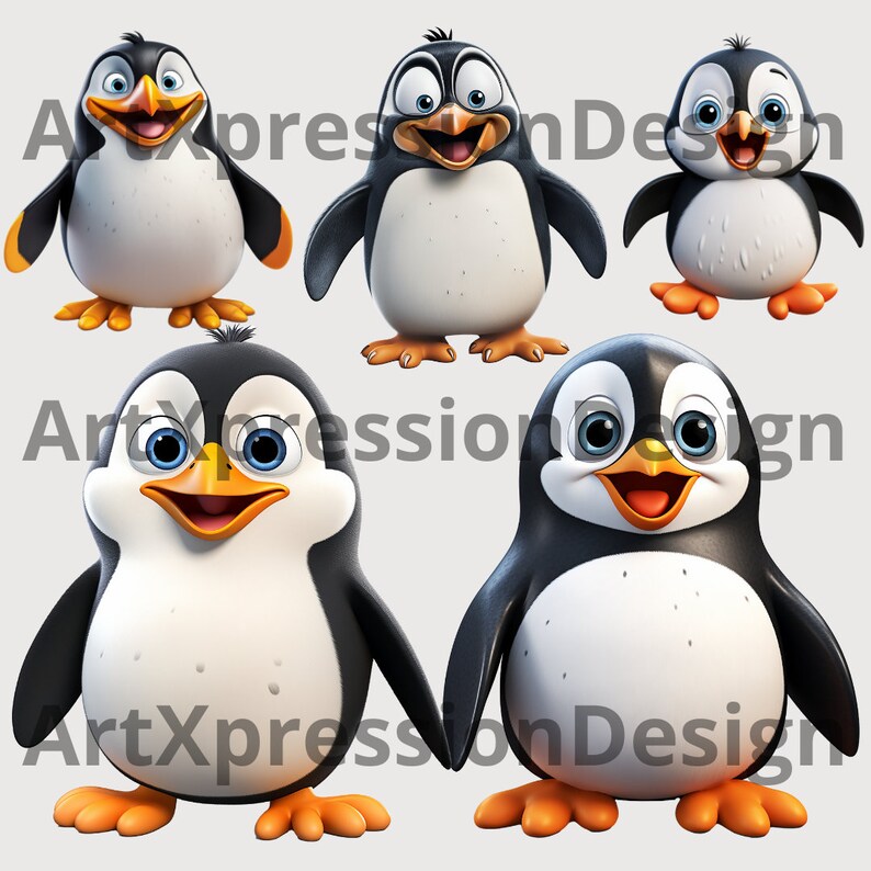 Penguins Clipart Cute Cartoon Clipart, Penguins Clipart Set, Penguins ...