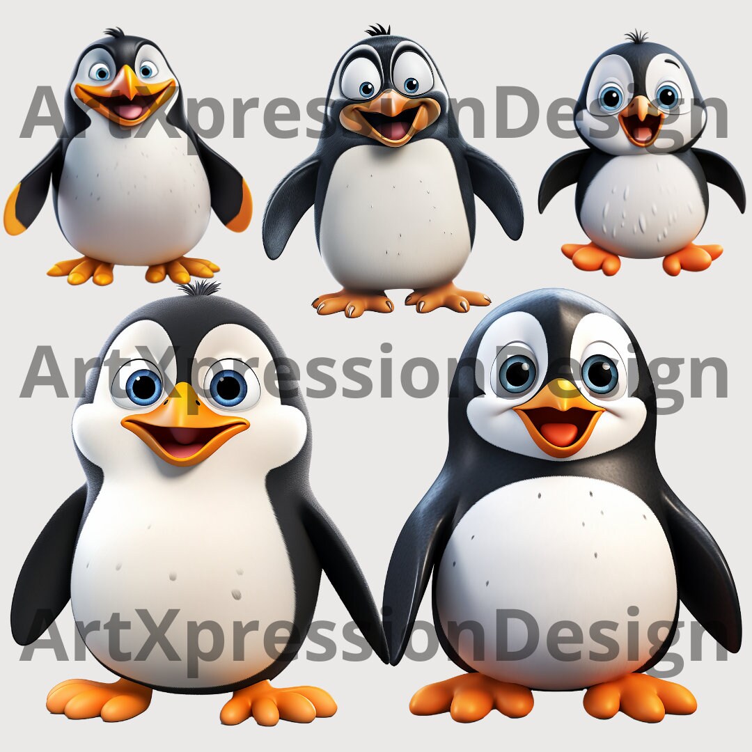 Penguins Clipart - Cute Cartoon Clipart, Penguins Clipart Set, Penguins ...