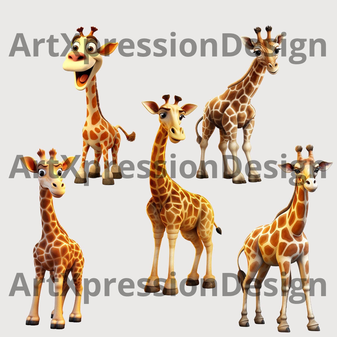 Giraffes Clipart Cute Cartoon Clipart Giraffes Clipart Set - Etsy