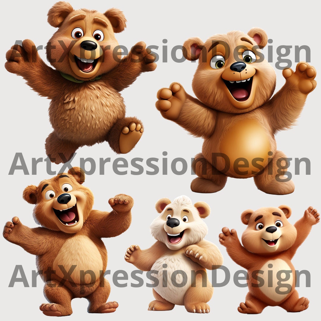 Bears Clipart Cute Cartoon Clipart, Bears Clipart Set, Bears Instant ...