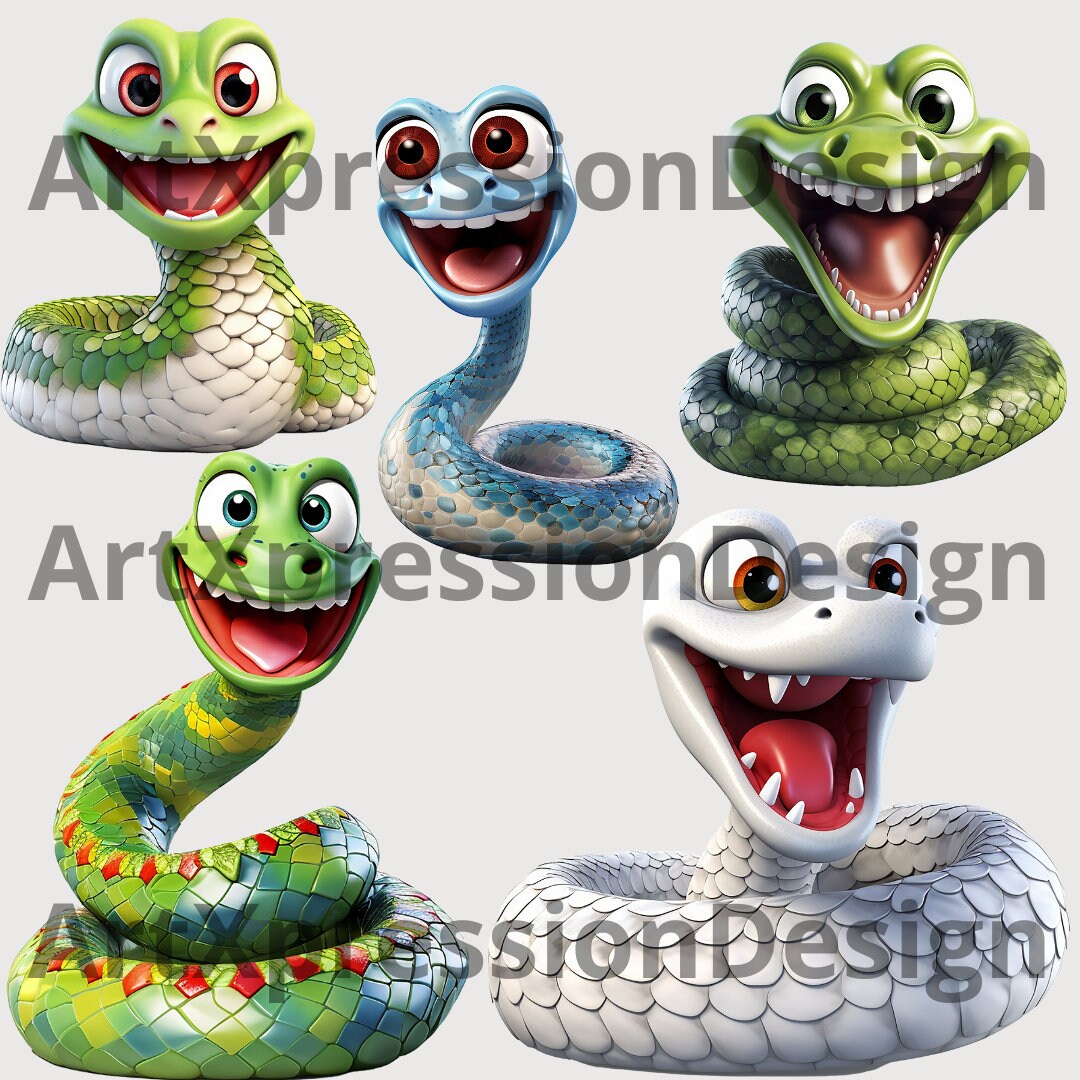 Snakes Clipart - Cute Cartoon Clipart, Snakes Clipart Set, Snakes ...