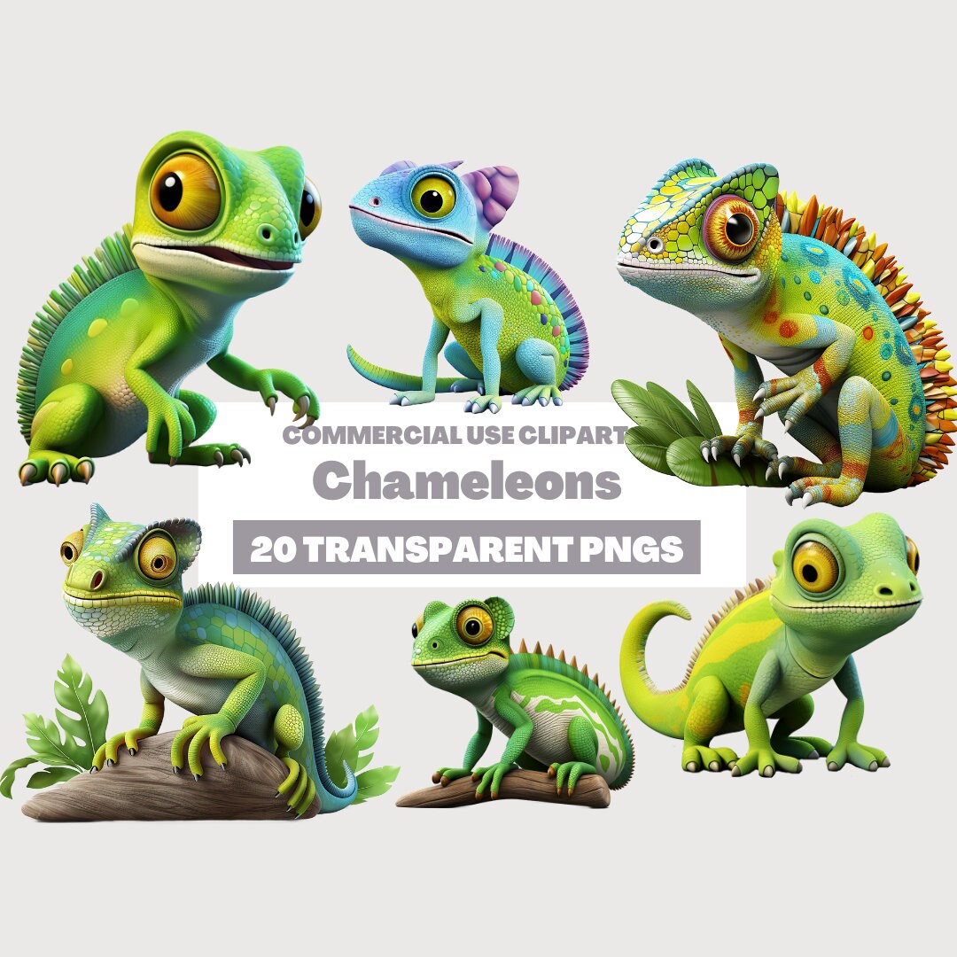 Chameleons Clipart Cute Cartoon Clipart, Chameleons Clipart Set ...