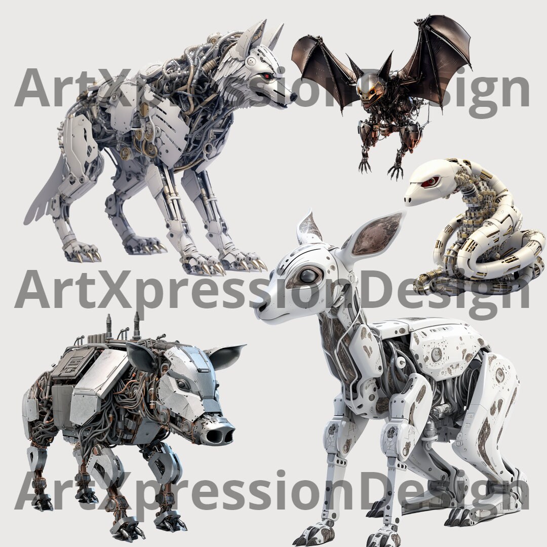 Robotic Animals Clipart Bundle Clipart for Commercial Use - Etsy