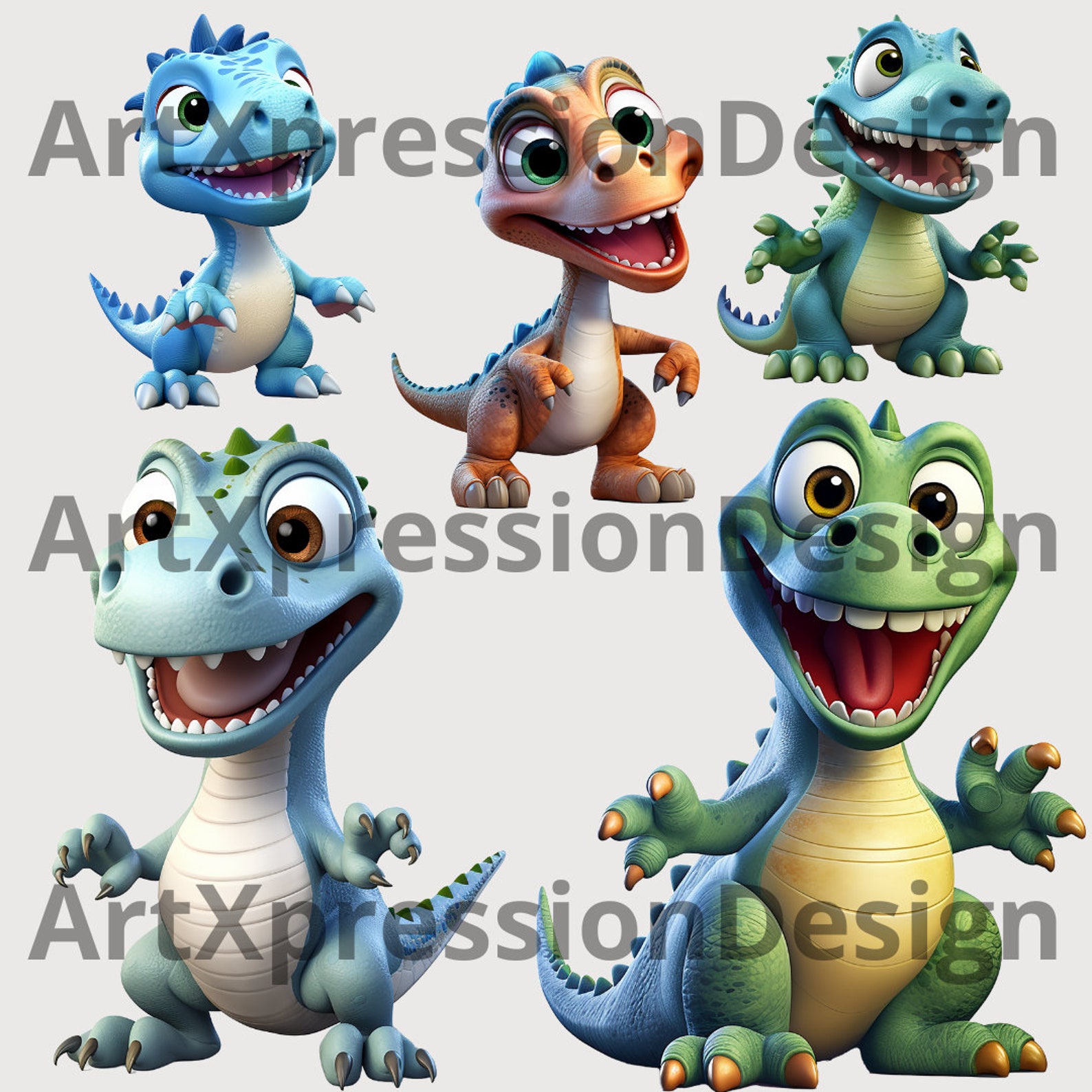 Dinosaurs PNG, Clipart Bundle, Dino Animal Illustrations, Cute Dinos ...