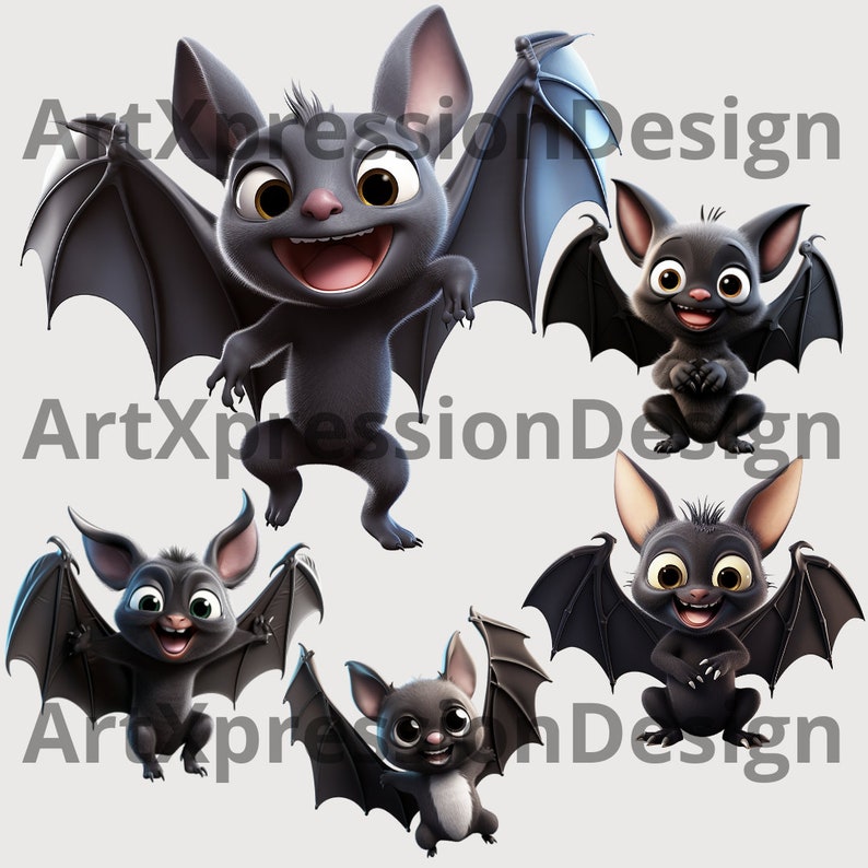 Bats Clipart Cute Cartoon Clipart, Bats Clipart Set, Bats Instant ...