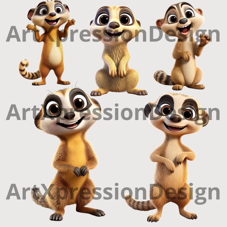 Meerkats Clipart Cute Cartoon Clipart, Meerkats Clipart Set, Meerkats ...