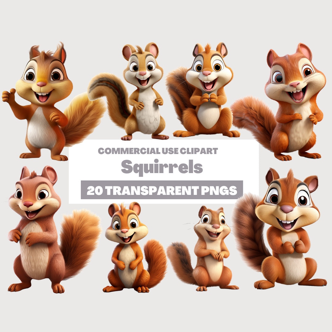 Squirrels Clipart - Cute Cartoon Clipart, Squirrels Clipart Set ...