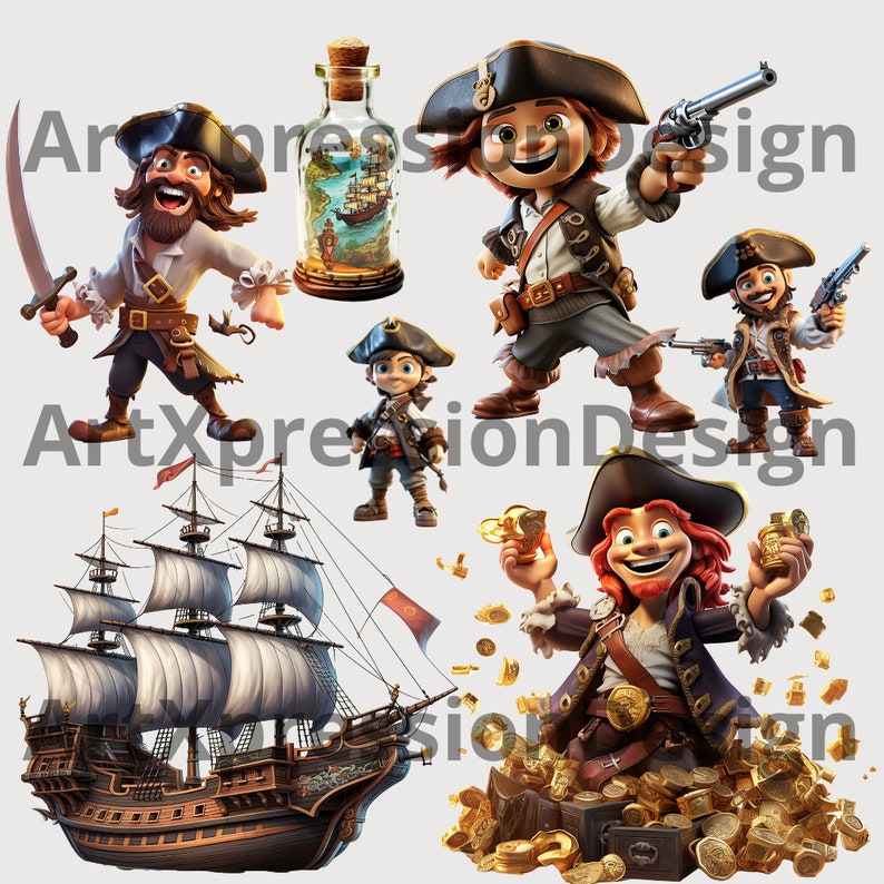 Pirate Clipart, Clipart for Commercial Use, Transparent Pngs, Pirate ...