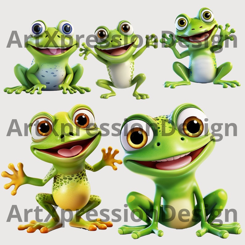 Frogs Clipart - Cute Cartoon Clipart, Frogs Clipart Set, Frogs ...
