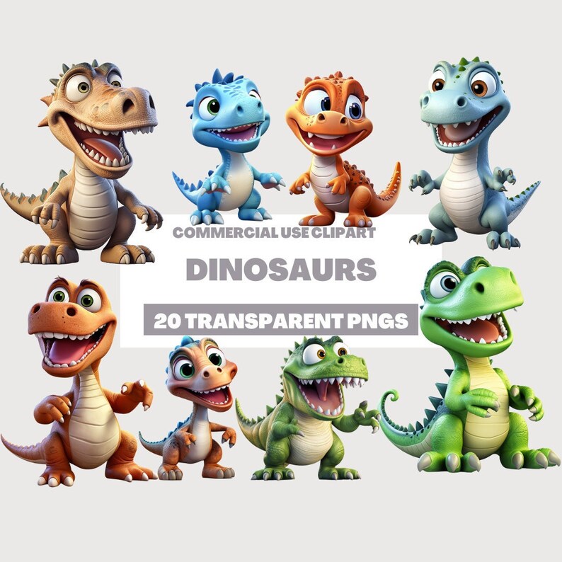 Dinosaurs PNG, Clipart Bundle, Dino Animal Illustrations, Cute Dinos ...
