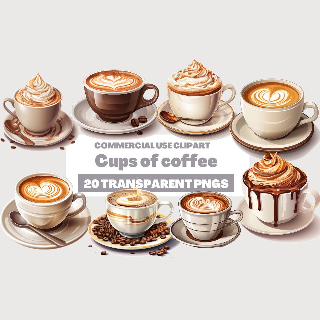 Cups of Coffee Clipart - Cute Cartoon Clipart, Coffee Clipart Set ...