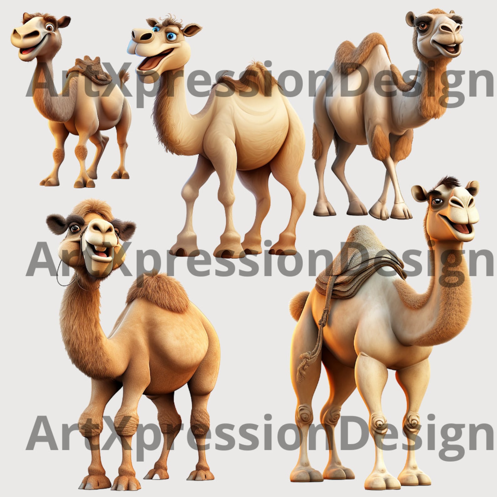 Camels Clipart Cute Cartoon Clipart, Camels Clipart Set, Camels Instant ...