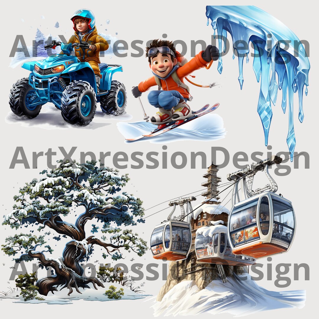 Winter Clipart Cute Cartoon Clipart, Winter Clipart Set, Winter Instant ...