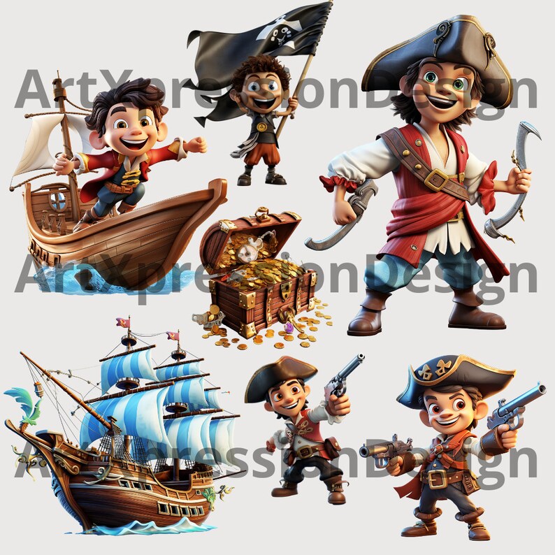 Pirate Clipart, Clipart for Commercial Use, Transparent Pngs, Pirate ...