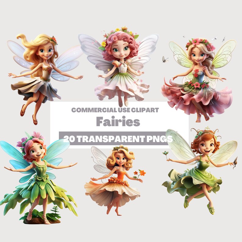 Fairies Clipart - Cute Cartoon Clipart, Fairies Clipart Set, Fairies ...